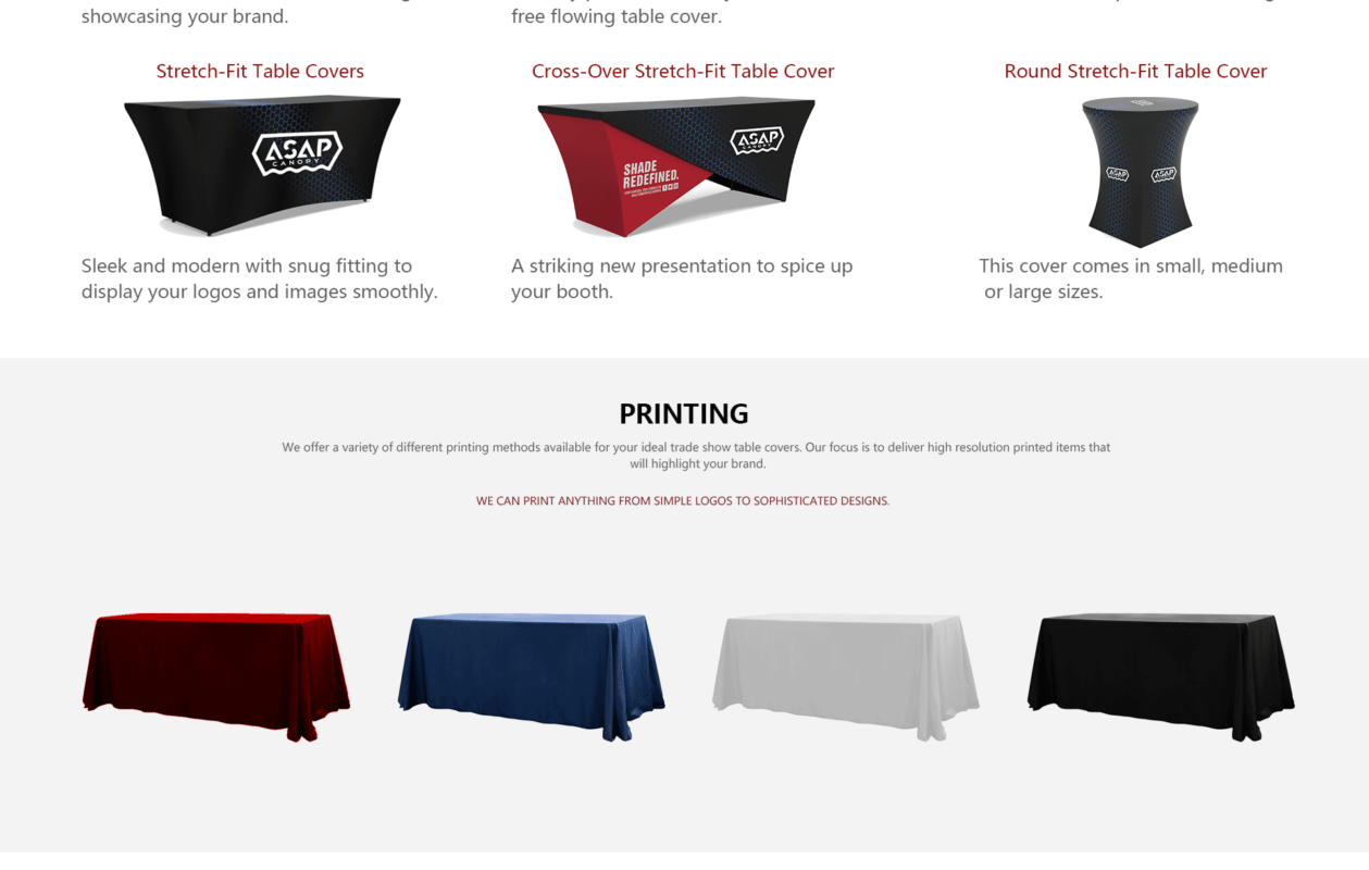 Blank Table Throws - Blank Trade Show Table Covers